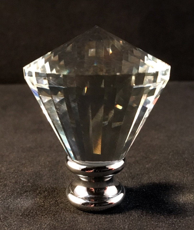 LAMP FINIAL-CLEAR OPTIC CRYSTAL LAMP FINIALS-CHROME/SATIN BRASS BASES ...