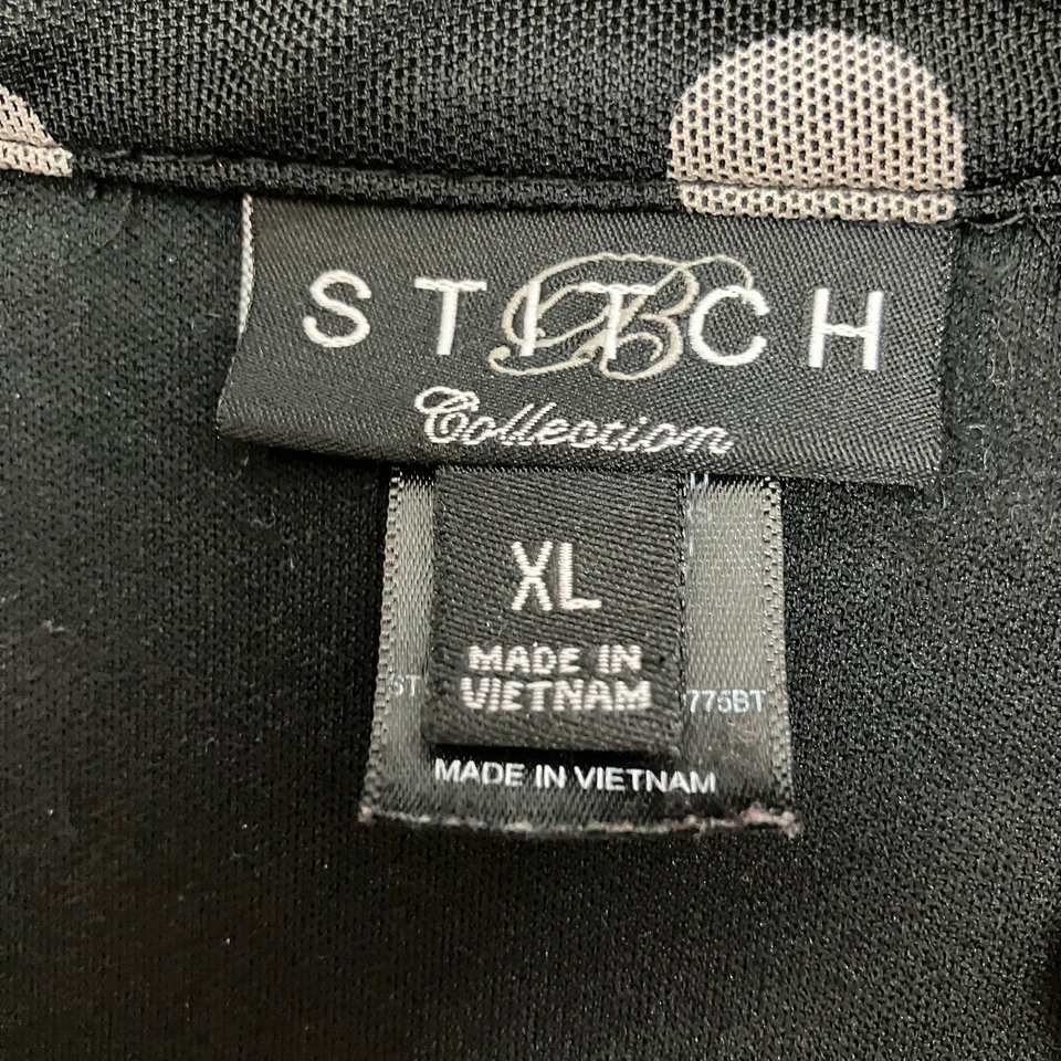 Stitch Collection Womens Black Polka Dot Short Sleeve Lined Blouse Size ...