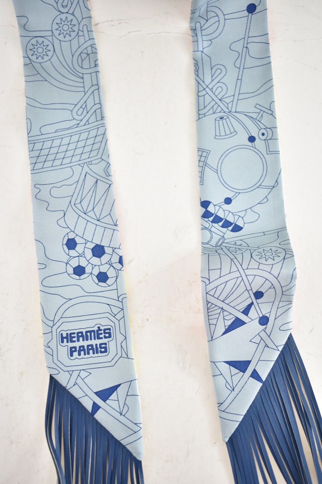 Hermes Au Bloc Fringe Blue White Leather Multi Fringed Handbag Bag ...