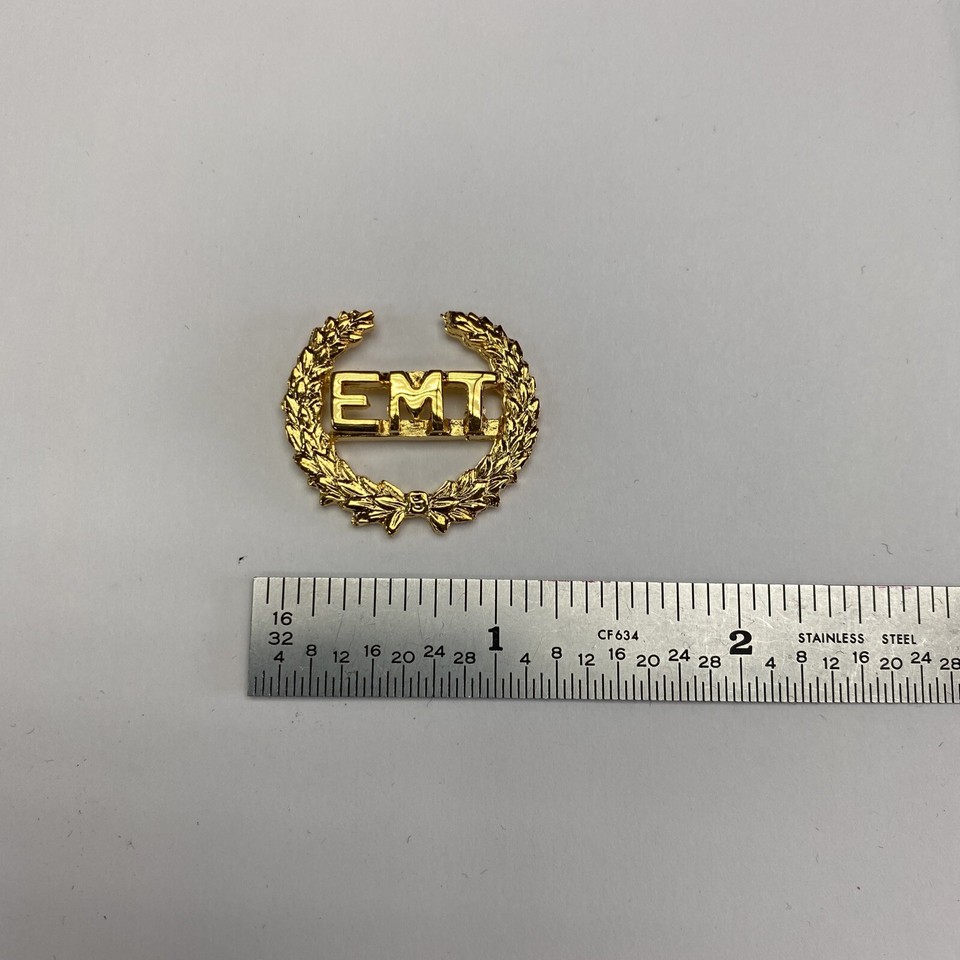 EMT In Wreath - Gold Collar Brass - Pin & Clutch -NEW- Rank Insignia ...