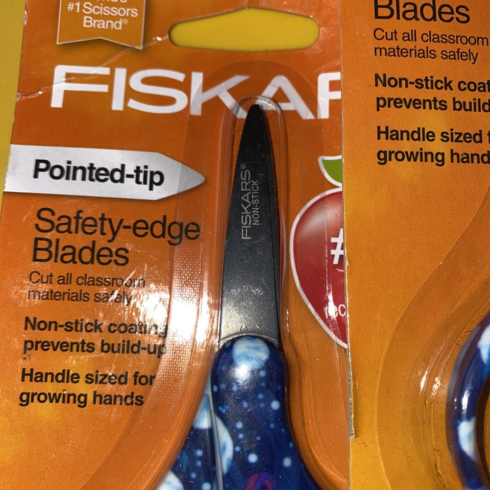 3 FISKARS SCHOOL SCISSORS SPACE / PLANET THEME Pointed Tip, Safety Edge ...