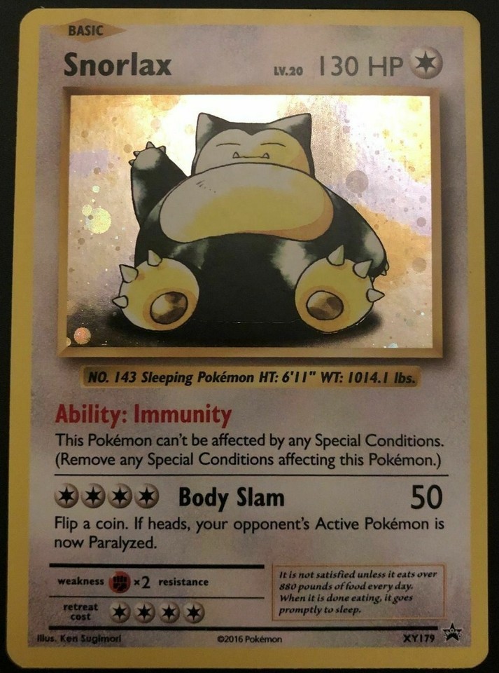 Snorlax HOLO PROMO Pokemon XY179 Black Star Holographic Foil Rare - LP ...