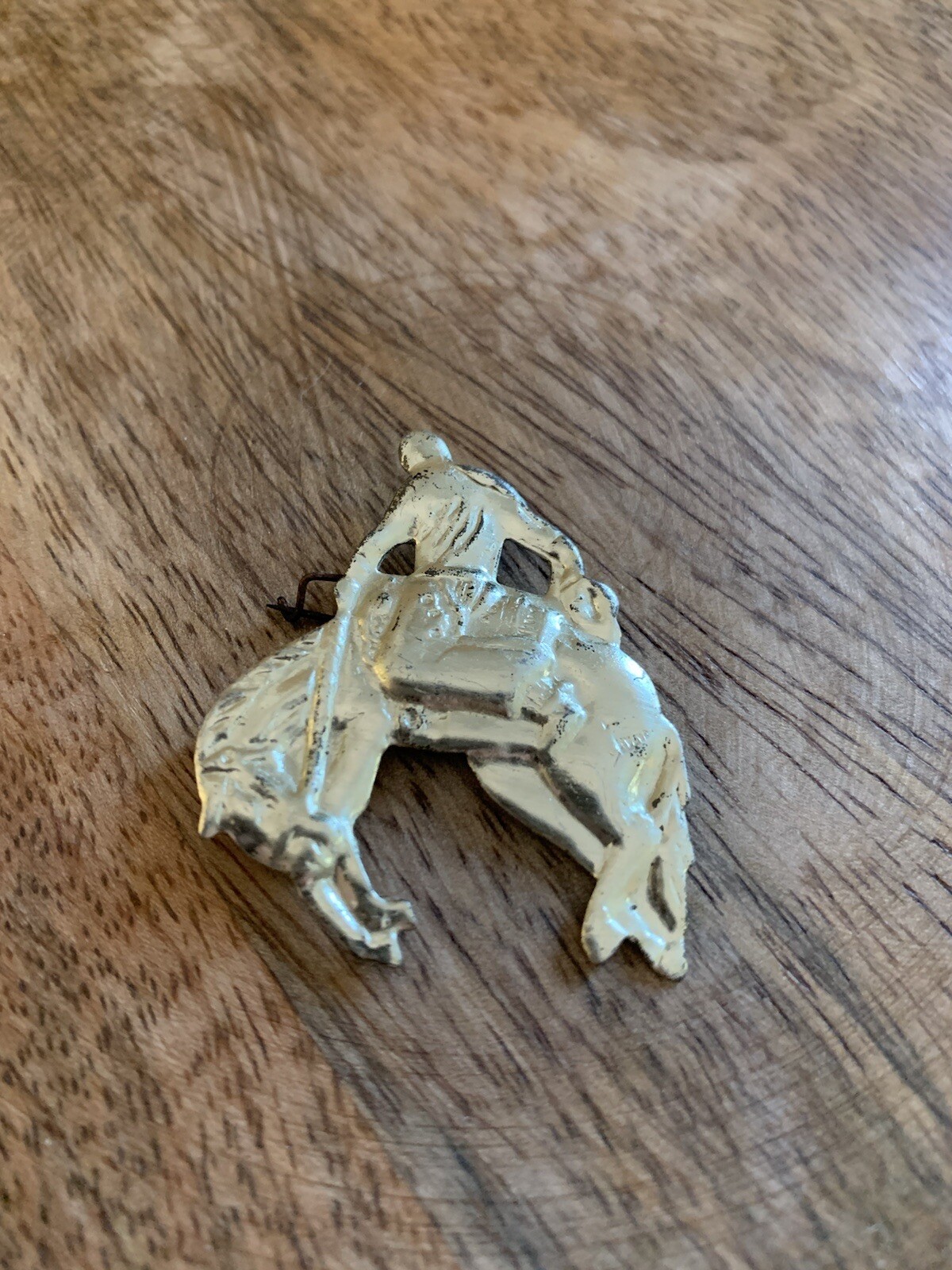 Vintage Tin Metal Bucking Bronco + Rodeo Cowboy Pin B… - Gem
