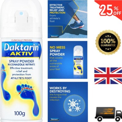 Daktarin Aktiv Spray Powder 100g Relief & Protection from Athlete's ...