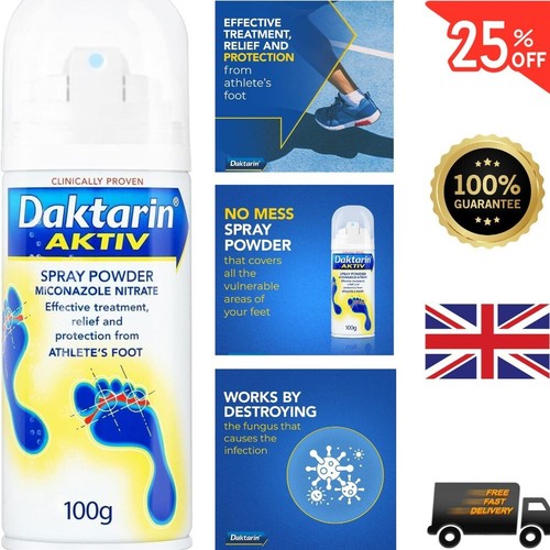 Daktarin Aktiv Spray Powder 100g Relief & Protection from Athlete's ...