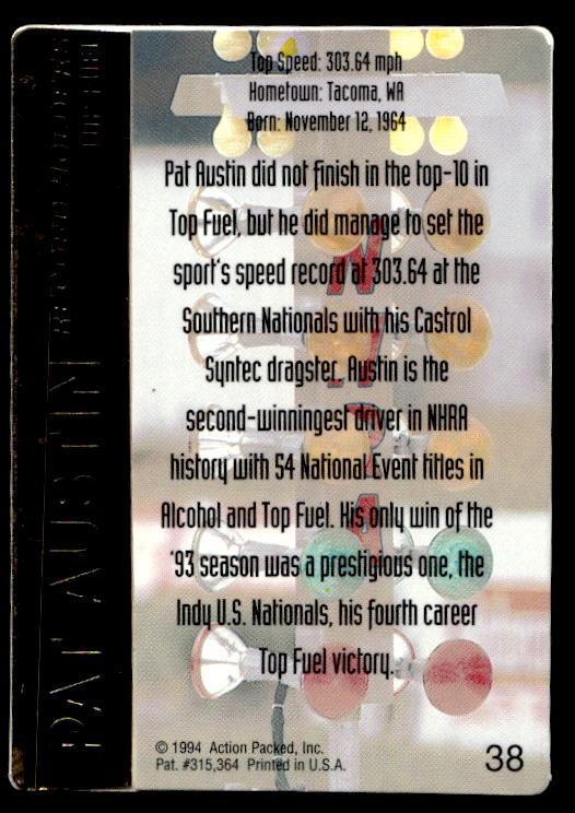 1994 Action Packed Pat Austin's Car #38 | eBay