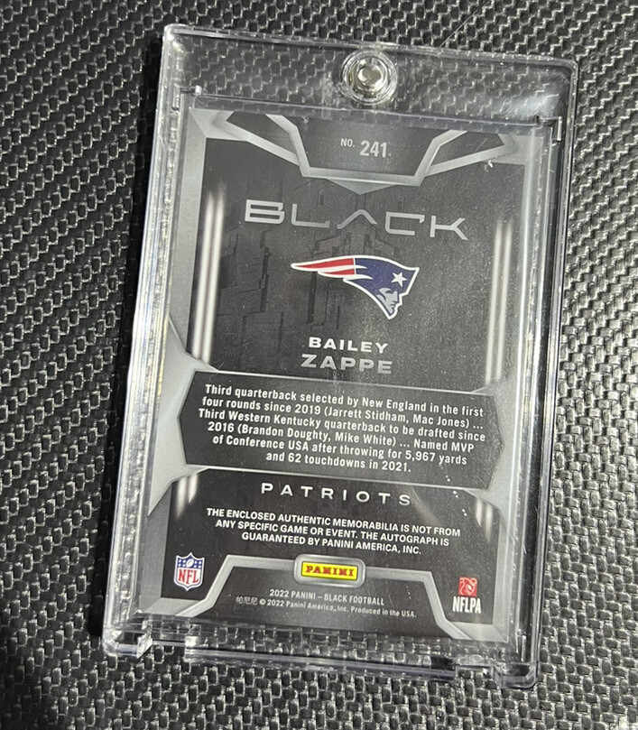 2022 Panini Black BAILEY ZAPPE Rookie 2 color Patch Auto /199 SP RC RPA ...
