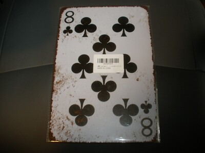 NEW Tin Sign 12" x 8" 8 OF CLOVERS POKER CARDS | eBay