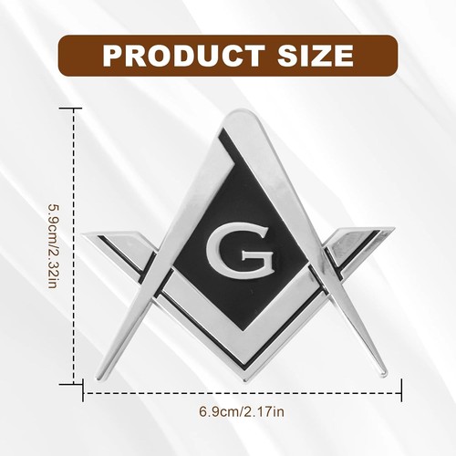 2Pcs Masonic Car Emblem 2.75" Compass Auto Truck Metal Decal, Mason ...