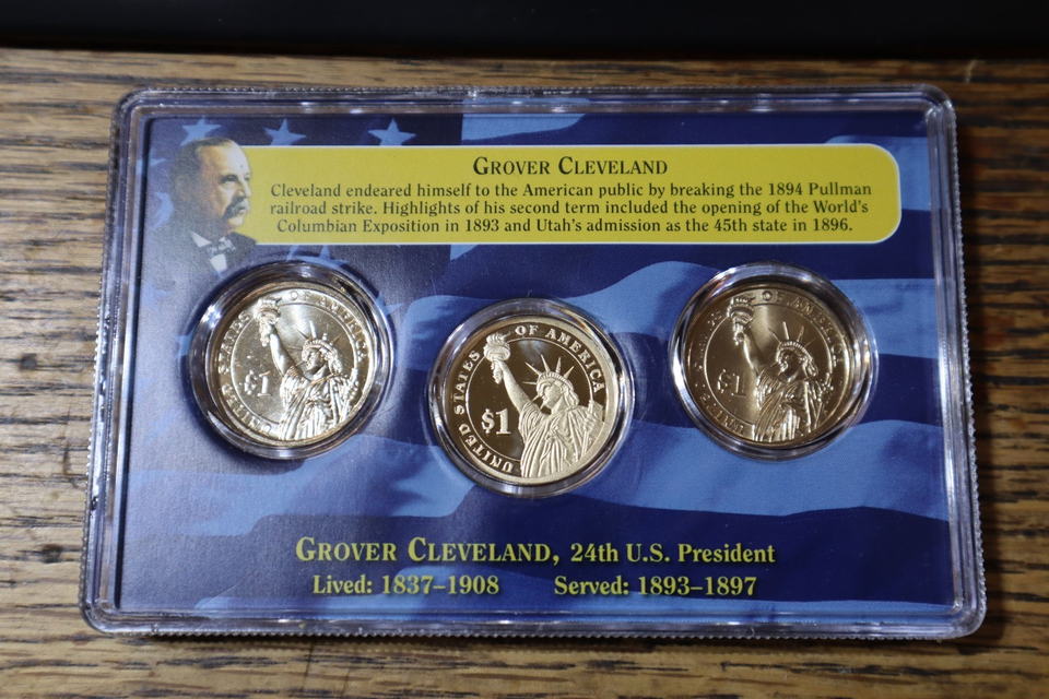 2012 Presidential 3 Coin Set GROVER CLEVELAND $1 US Mint First Day ...