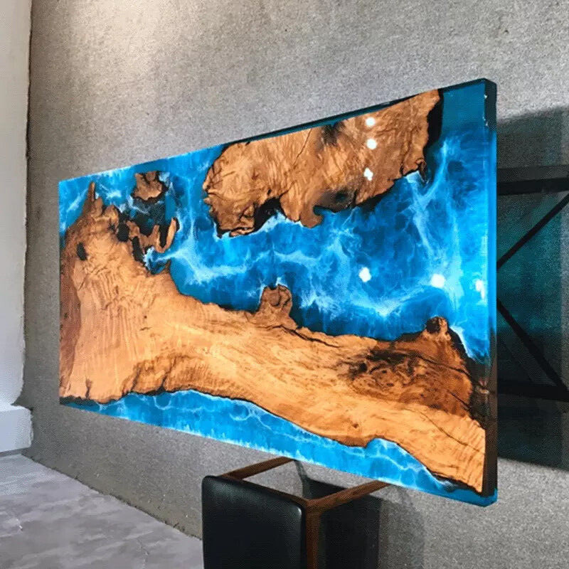 Ocean Blue Epoxy Resin Table Handmade Live Edge Acacia Wood Furniture ...
