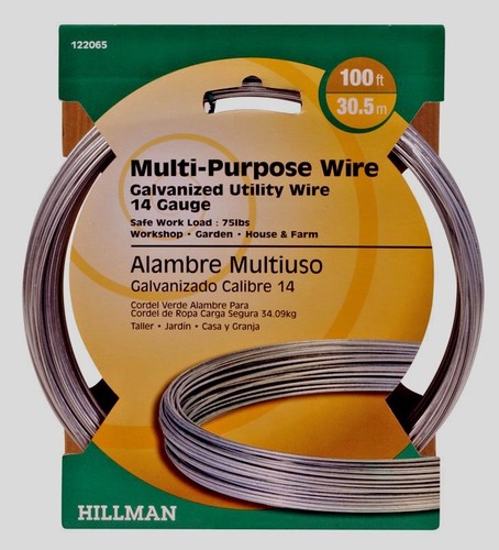 HILLMAN 100 ft Galvanized Steel Utility Wire 14 Gauge Solid Multi ...