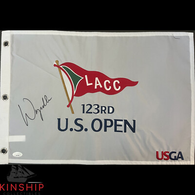 Wyndham Clark signed 2023 US Open Golf Flag JSA COA Auto 123rd LACC ...