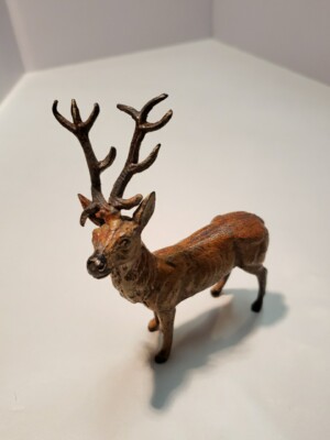 Antique Cast Metal Standing Deer Figurine German Reindeer Christmas ...