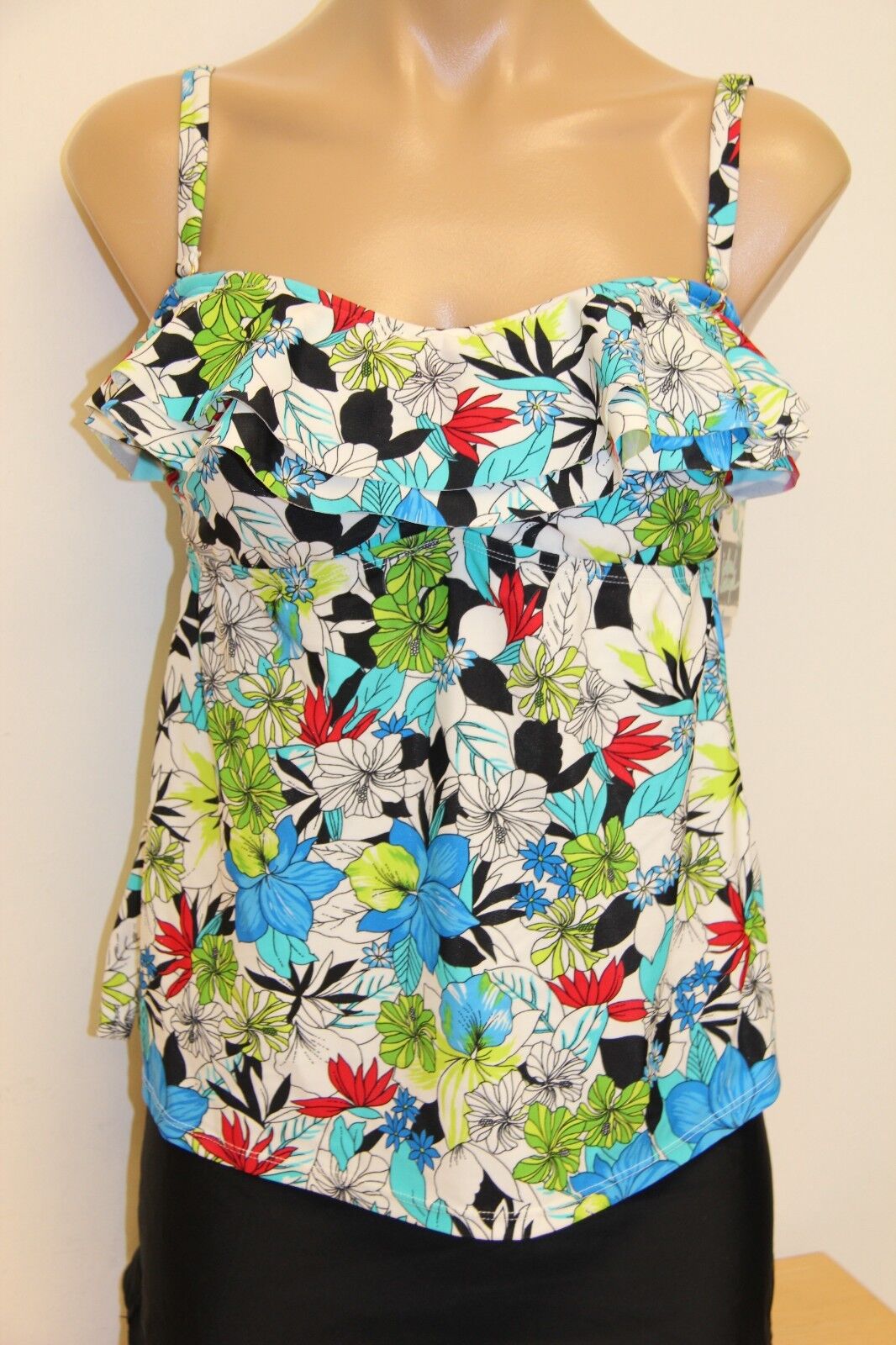 Nwt Island Escape Swimsuit Bikini Tankini 2pc Set Sz 14 Skirt Multi