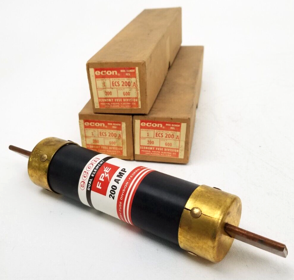 Lot of 3 ECS-200 FPE Econ Dual Element 200 Amp Fuse *Next Day Option ...