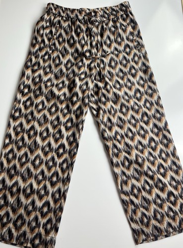 COS trousers SizeM UK 12-14 Animal Print Beige Brown Cupro Wide Leg ...