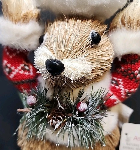 NWT Ashland Sisal Squirrel With Snowball Natural Animal Christmas Decor ...