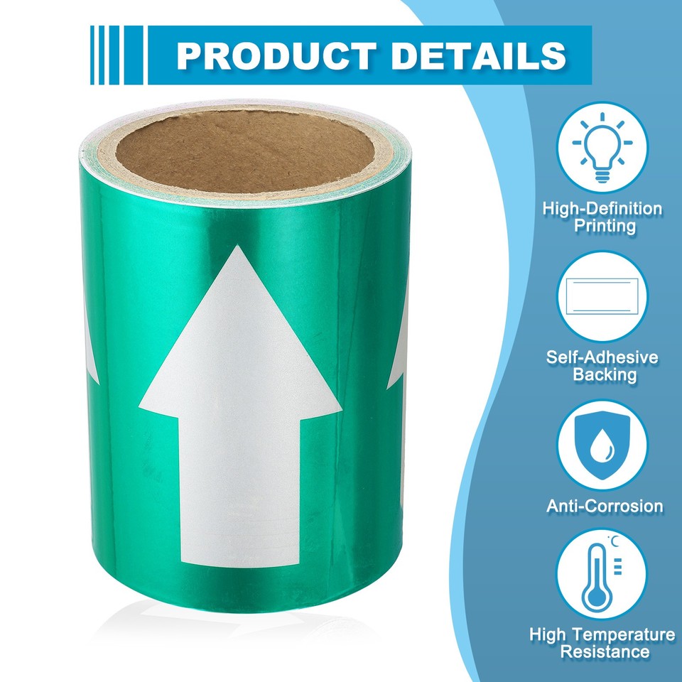 5-8/9"x33' Directional Pipe Flow Arrow Adhesive Tape Arrow Stickers ...