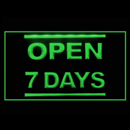 120053 Open 7 Days Available Anytime Free Display LED Light Neon Sign ...