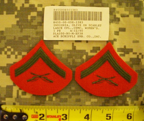 NEW USMC Enlisted Female Lance Corporal Stripes/Rank Semper Fidelis Red ...