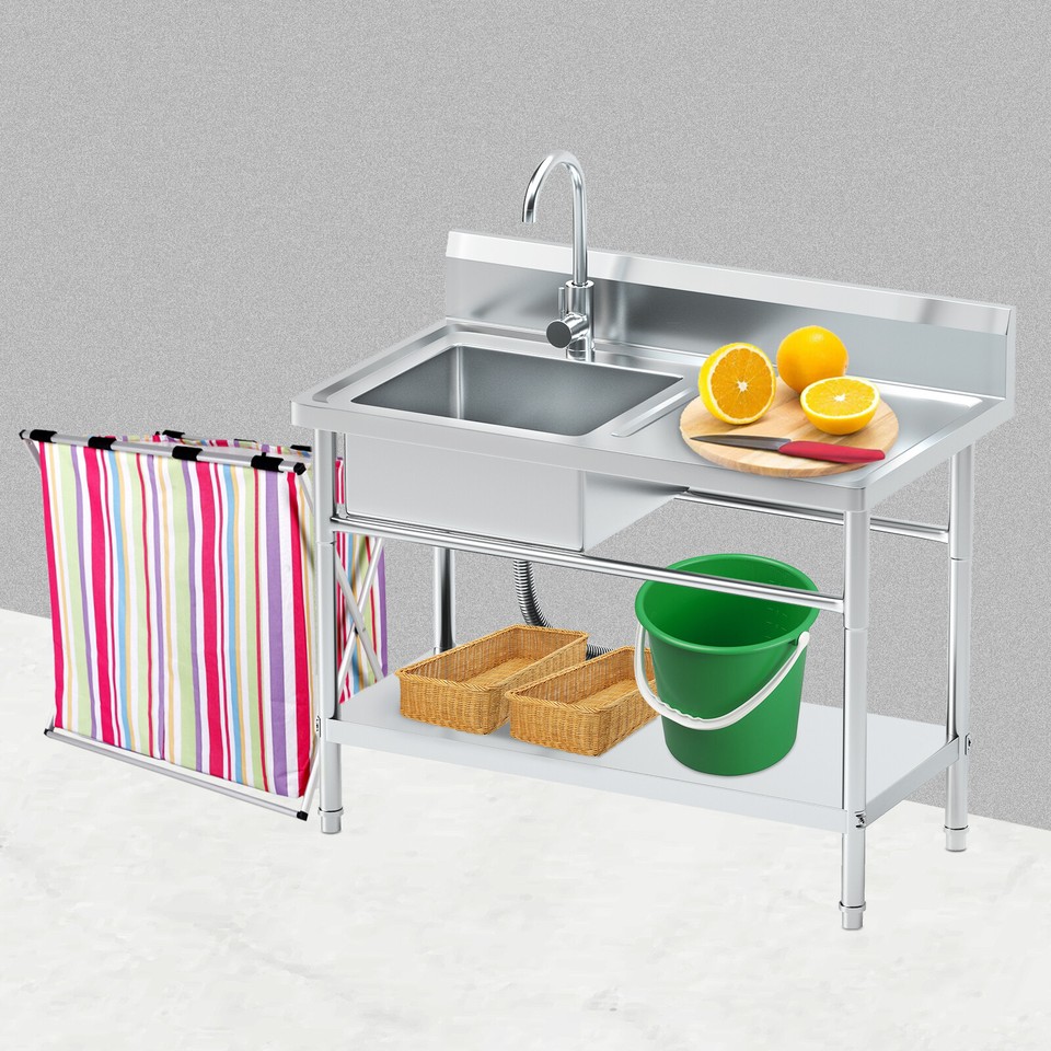 Utility Kitchen Sink Standing Stainless Steel Commercial Restaurant New ...