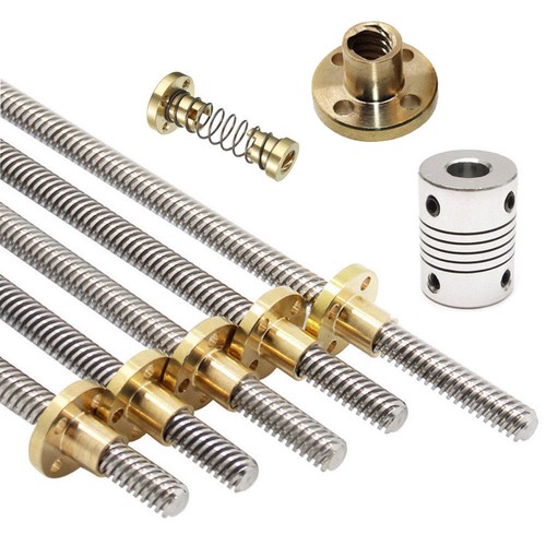T8 8mm Lead Screw 2mm Pitch Threaded Rod Anti-backlash Brass Nut Shaft ...