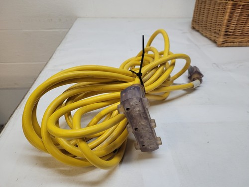 intertek yellow outdoor extension cord three plug 25ft. / r1 t23 | eBay