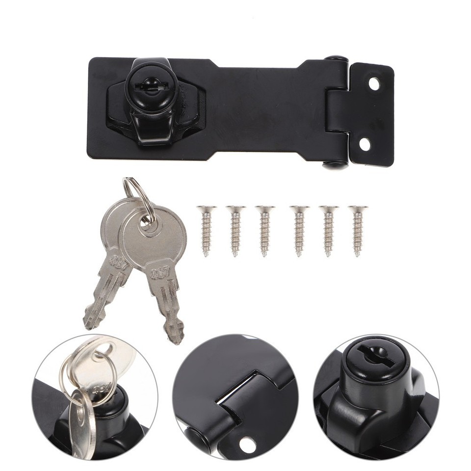 Set of 2 Cupboard Locks with Key Hasp Heavy Duty Deadbolt Cabinet Door ...