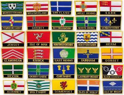 UK County Flags badges clothing jacket shirt Iron on Sew on Embroidered ...