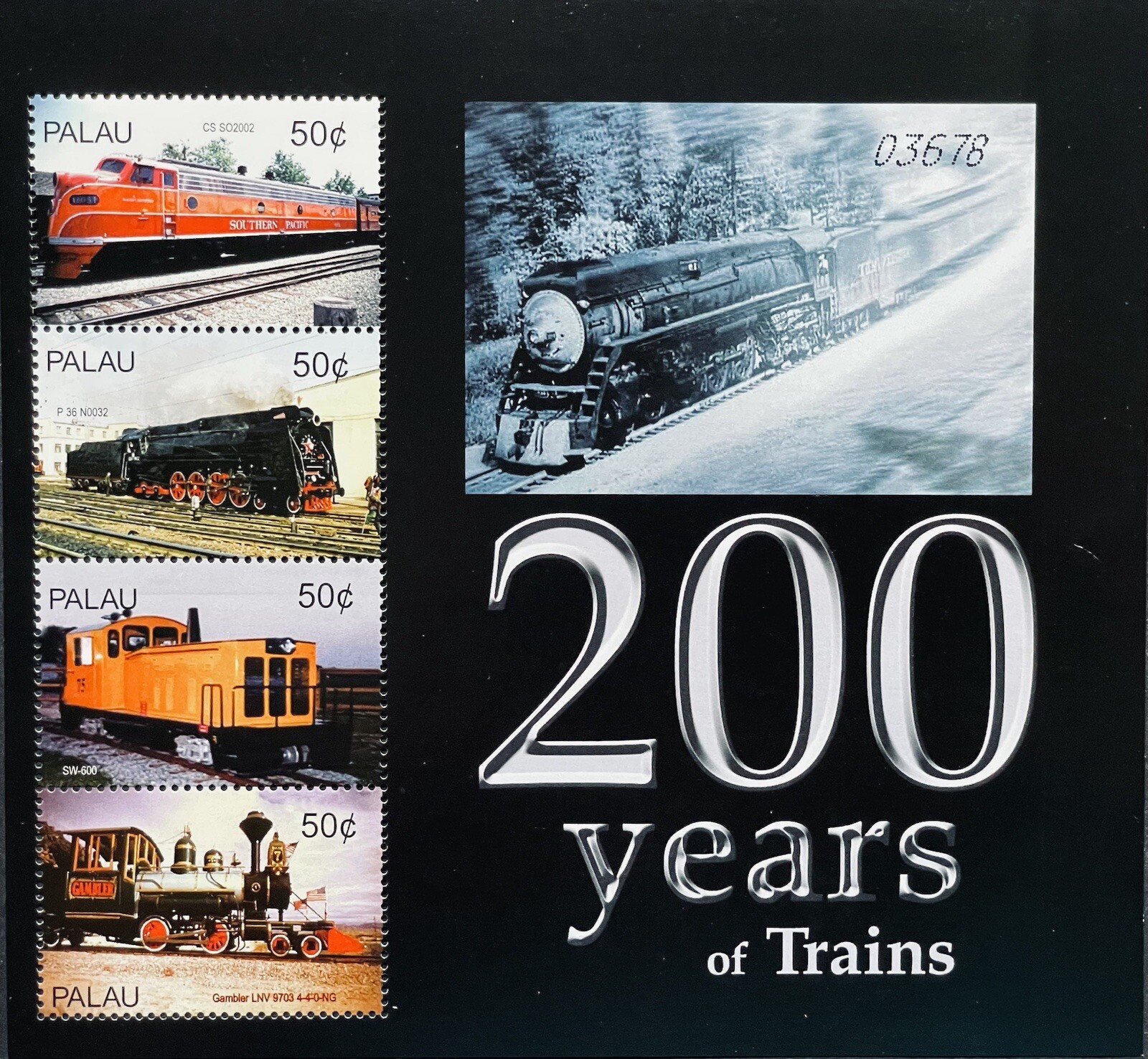 PALAU 200 YEARS OF TRAINS STAMPS SHEET 2004 MNH STEAM TRAIN RAILROAD ...