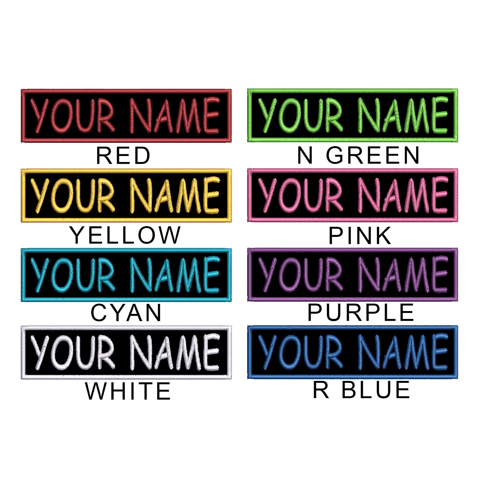 BEST SELLING 6X2 SIZE Custom NAME TAG Embroidered "Iron on", USA FAST ...