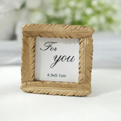 4 Gold 3" Mini Vintage Feather Square PICTURE FRAMES Party Wedding ...