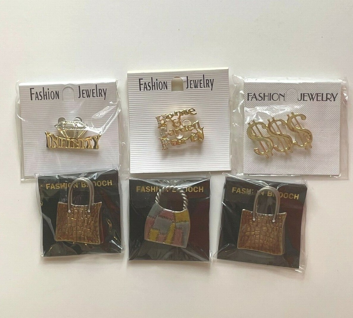 Lot of 6 Fashion Jewelry Pins Brooches Purses, Dollar Signs, & More | eBay