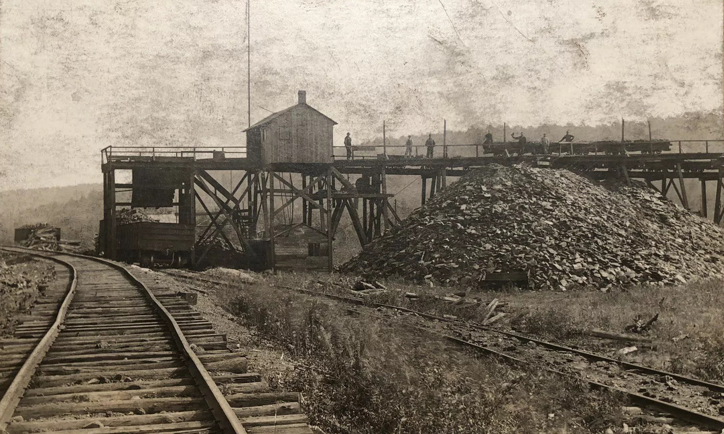 c1910 Railroad Photo of Coal Filling Station w/ Workers, Carts ...