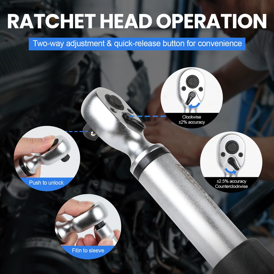 Digital Torque Wrench Adjustable Torque Wrench 3/8" Drive 3-60NM High ...