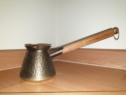 Turkish Arabic Greek Turka Copper Coffee Pot Maker Wood Handle | eBay