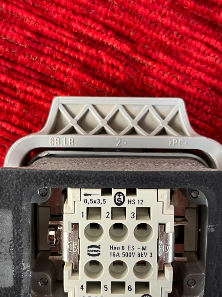 HARTING CONNECTORS / HARTING HAN6 ES-M 16A 500V 6KV 3 / HARTING 6B.LB 2 ...