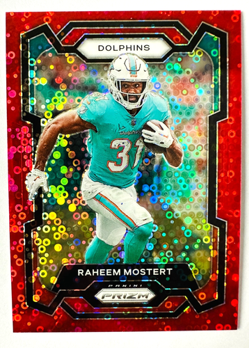 2023 Panini Prizm Raheem Mostert RED Disco Prizm Card SP #/70 Dolphins ...