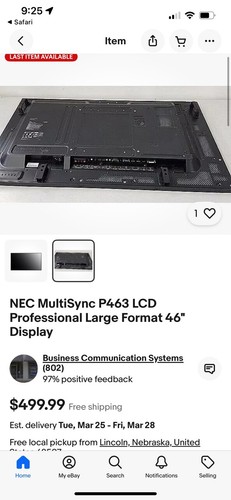 NEC MultiSync P463 LCD Professional Large Format 46" Display | eBay