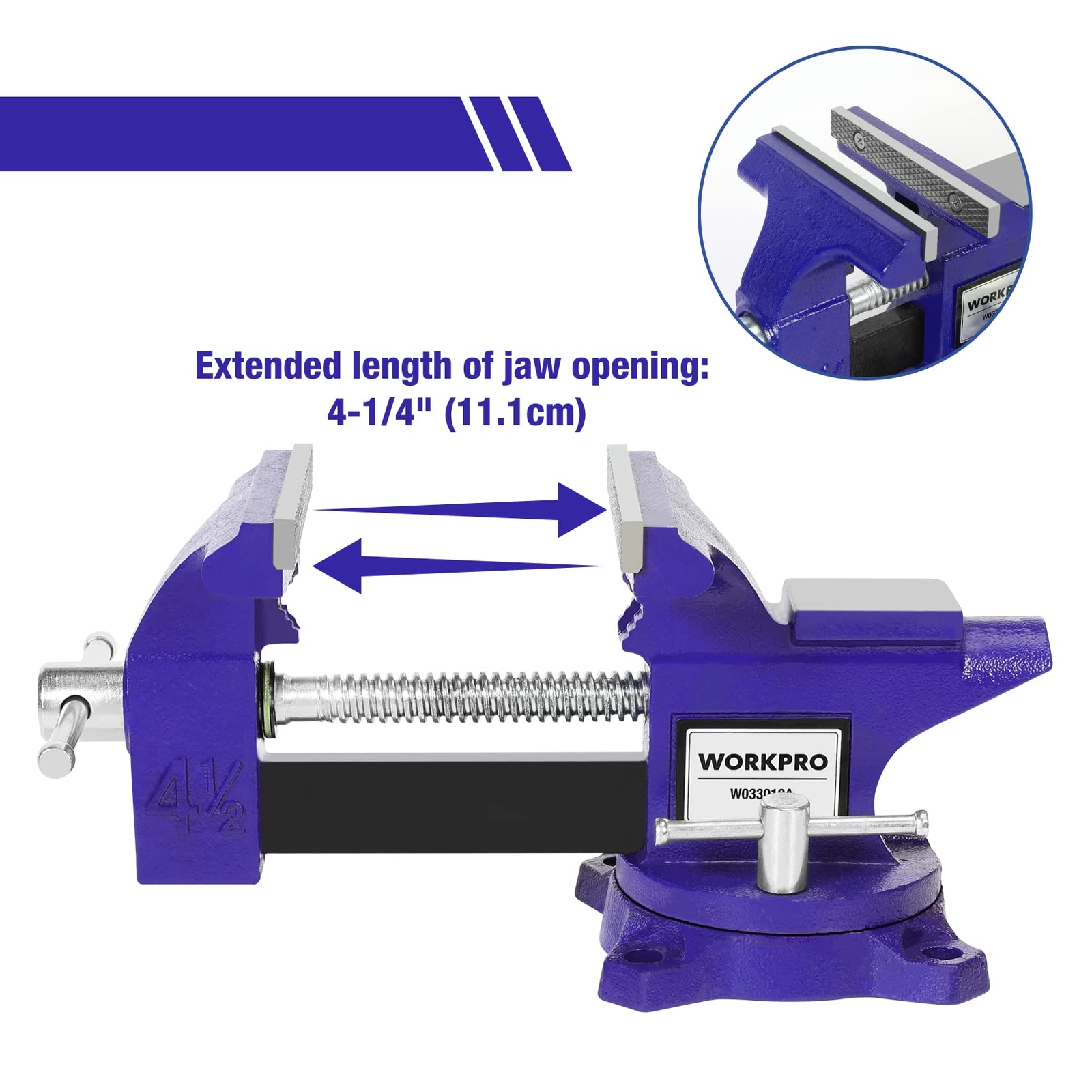WORKPRO 4-1/2" Bench Vise - Versatile Vice for Workbench, Pipe and Home ...
