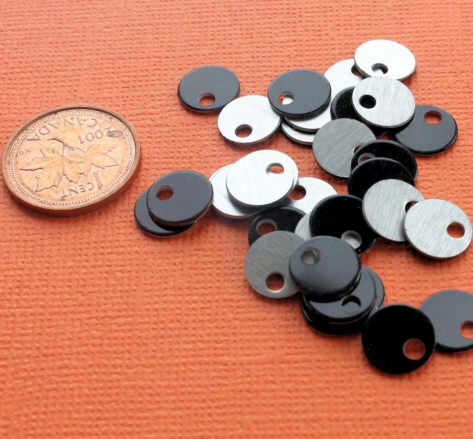 25 Black Anodized Aluminum Stamping Disc - 9mm Stamping Tags - MT093 | eBay