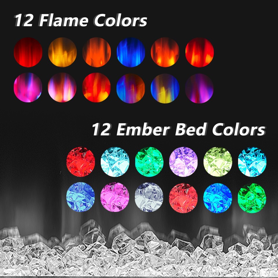 3 Sided Glass Built-in Electric Fireplace,Multi-Color Flames | eBay