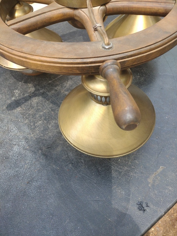 Vintage Nautical Ships Wheel Ceiling Three Light Fixture | eBay