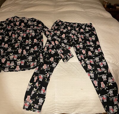 Ladies Owl Pajama Set Large | eBay
