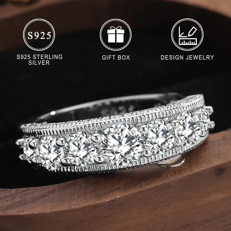 S925 Sterling Silver Synthetic CZ Ring Size 9 | eBay
