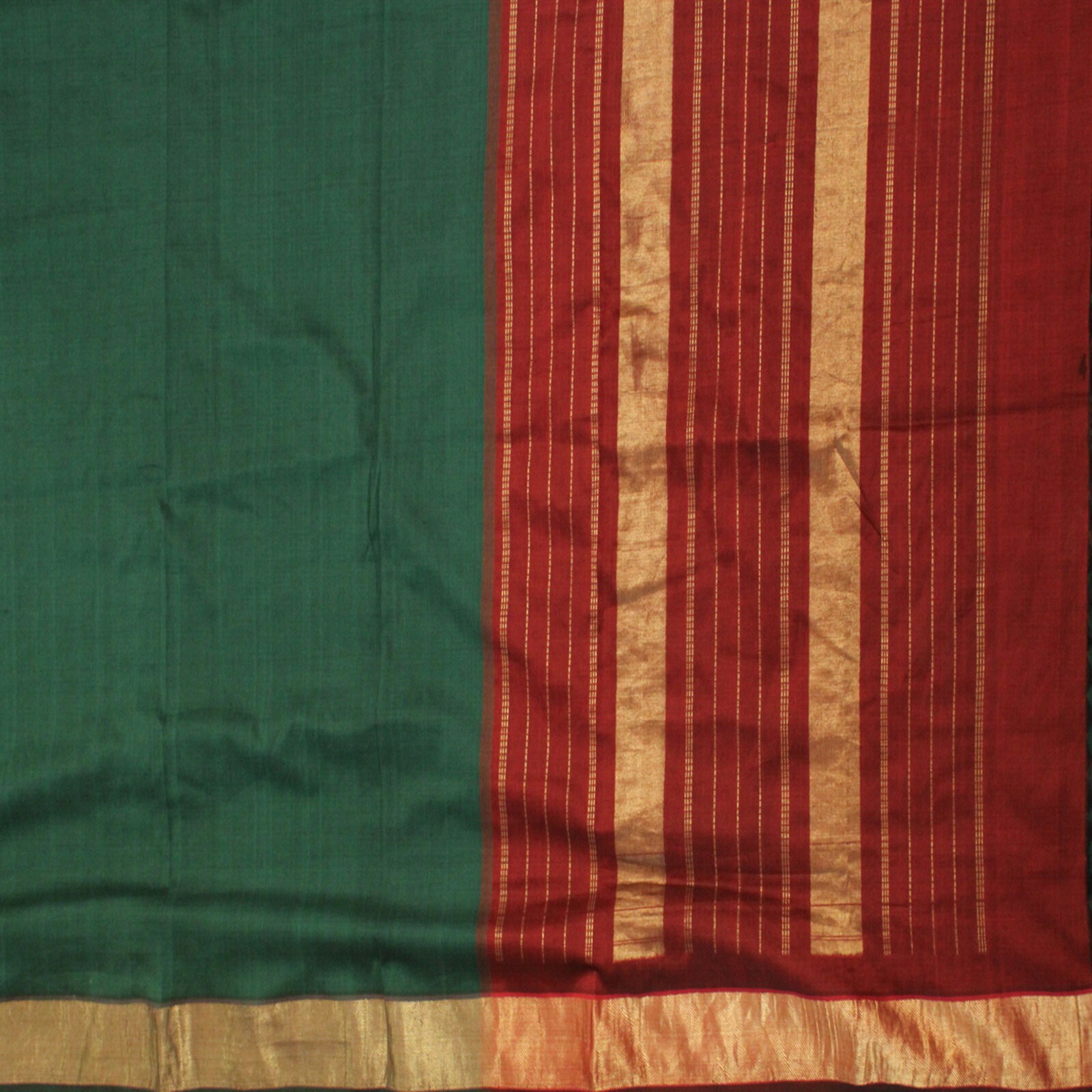 Vintage Green Sarees 100% Pure Cotton Hand-Woven Zari Border Sari Craft ...