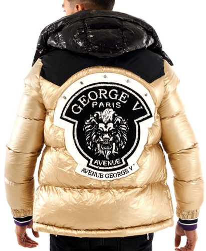 Avenue George V Paris Men's Gold Puffer With Hood Winter Warm Coat | eBay