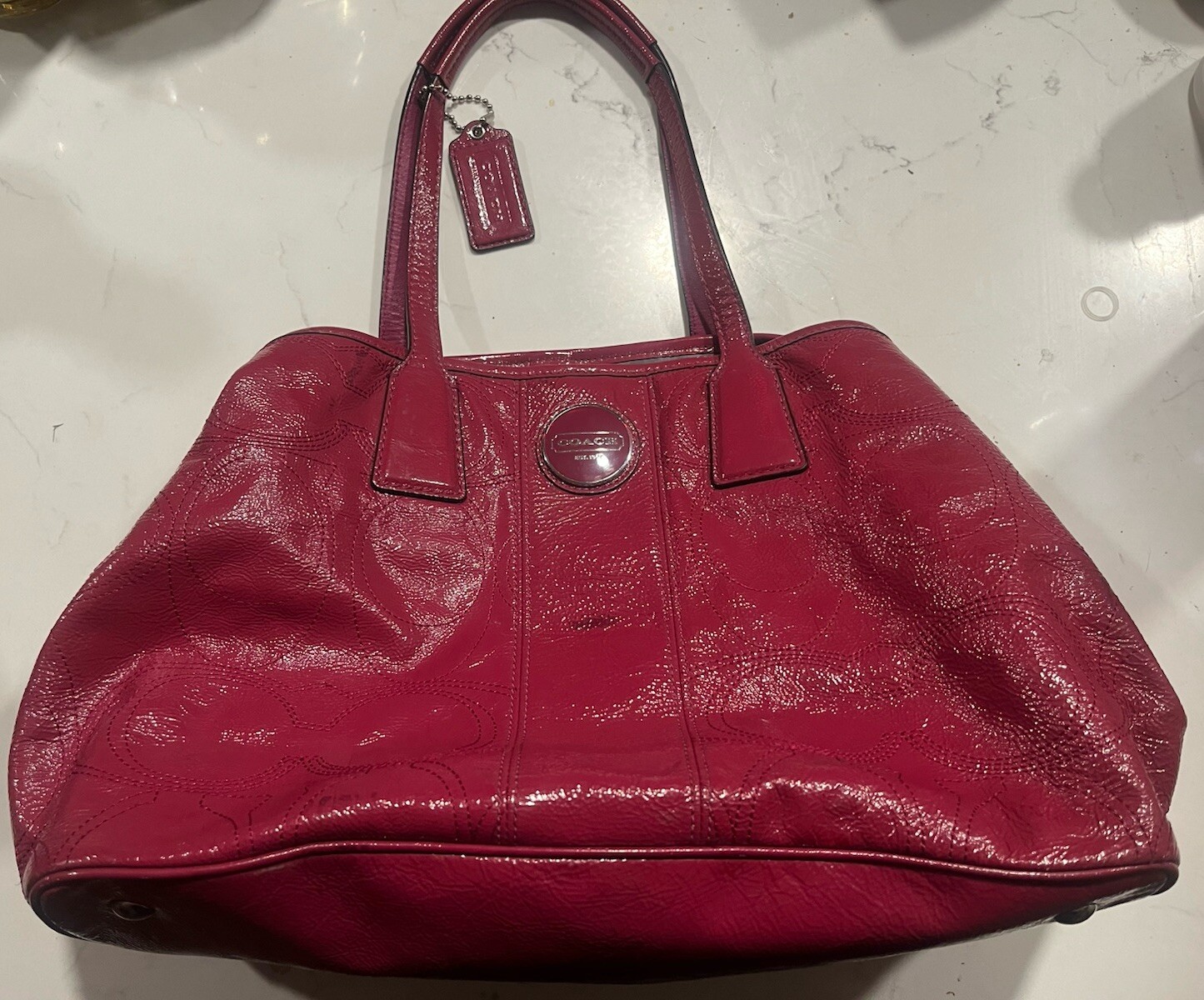 Coach Carryall signature stitch frame purse Berry Red… - Gem