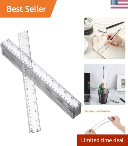 Premium 12-Inch Clear Rulers, 50 Pack - Dual Scale for Accurate ...